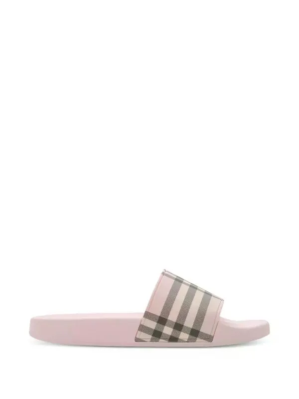 Burberry Check Slides - Pink