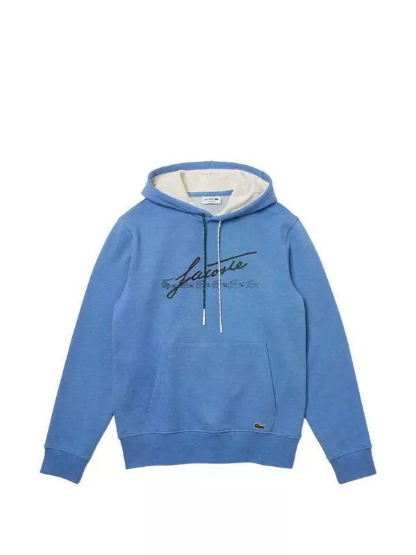 Lacoste Flecked Cotton-fleece Hoodie - Blue