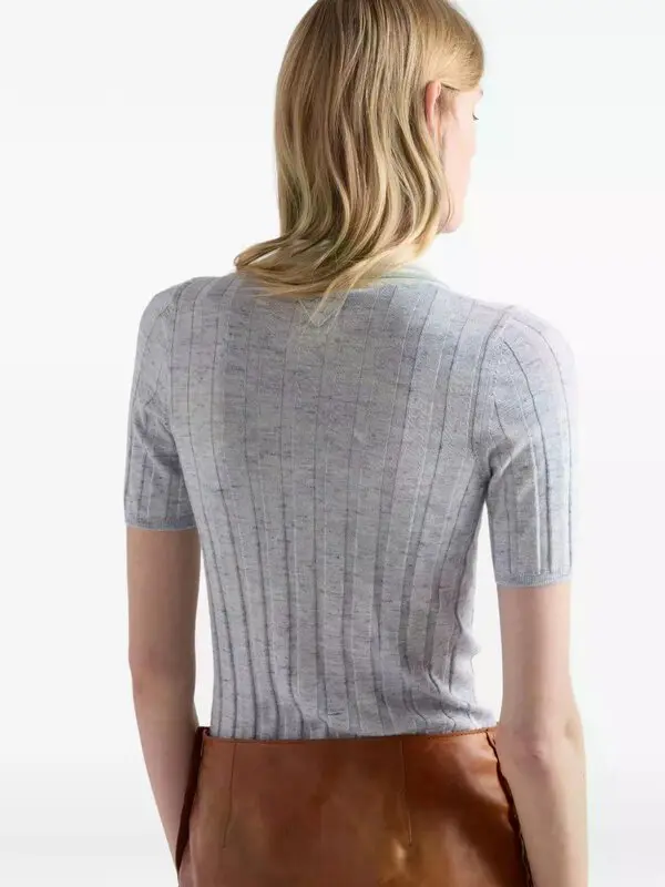 Prada Cashmere, Silk, And Linen Polo Sweater - Blue