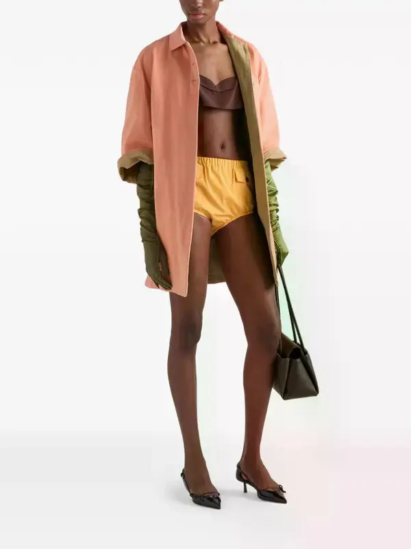Prada Piqué Coat With Embroidered Logo