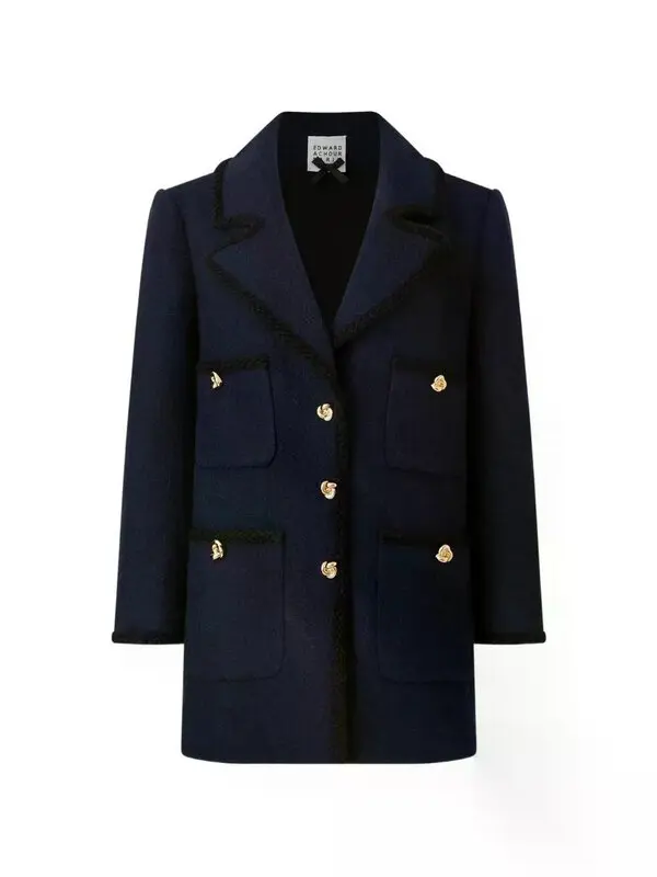EDWARD ACHOUR PARIS Gold-tone Button Braided Jacket - Blue