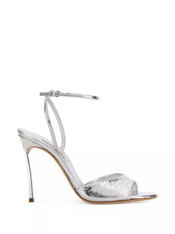 Casadei 110mm Leather Heeled Sandals - Silver