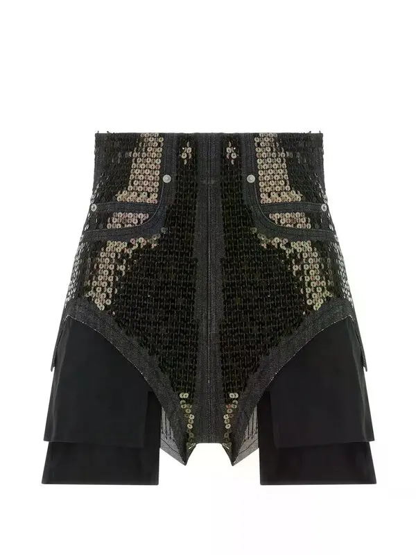 Rick Owens Sequin-embellished Denim Shorts