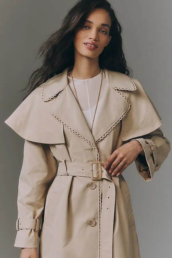 Anthropologie Capelet Trench Coat