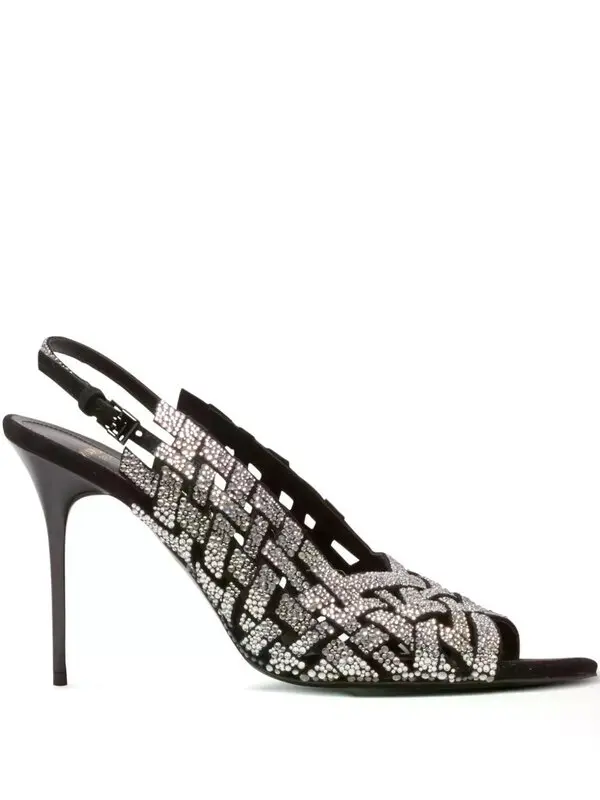 Balmain Embellished Slingback Stiletto Sandals