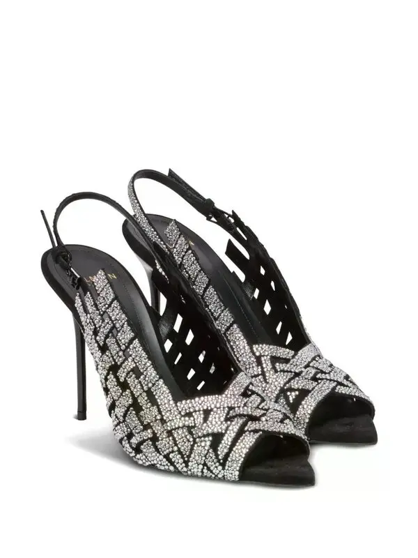 Balmain Embellished Slingback Stiletto Sandals
