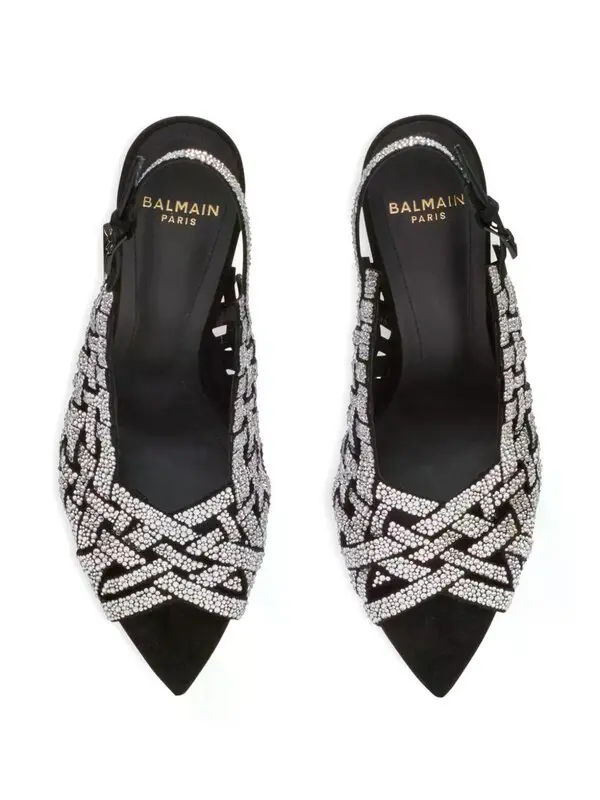Balmain Embellished Slingback Stiletto Sandals