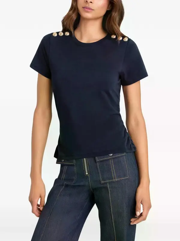Cinq À Sept Jasper Button Detail T-shirt - Blue