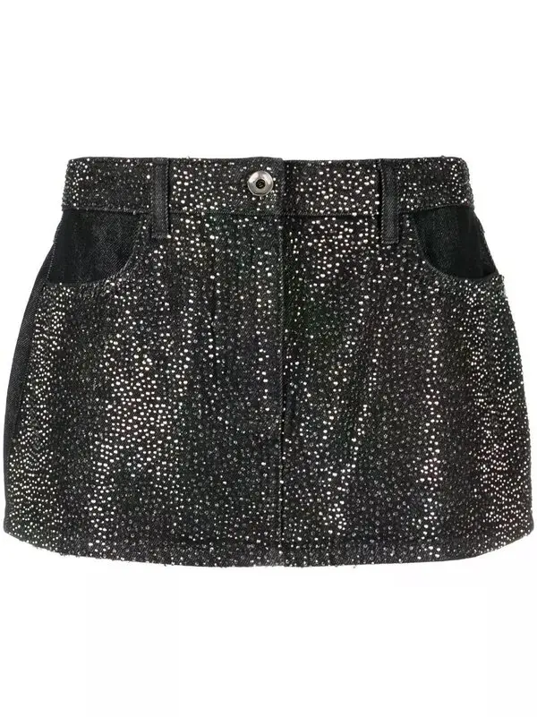 Patrizia Pepe Crystal-embellished Denim Mini Skirt