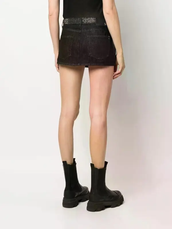 Patrizia Pepe Crystal-embellished Denim Mini Skirt