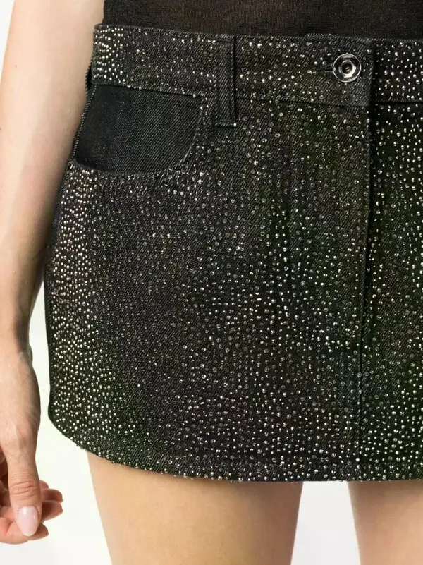 Patrizia Pepe Crystal-embellished Denim Mini Skirt