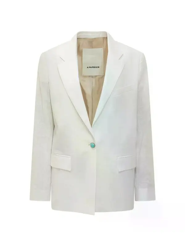 A PAPER KID Stone Button Linen Jacket - White