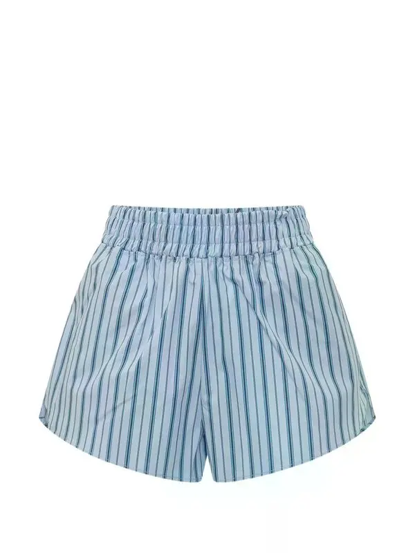 A PAPER KID Striped Cotton Shorts - Blue