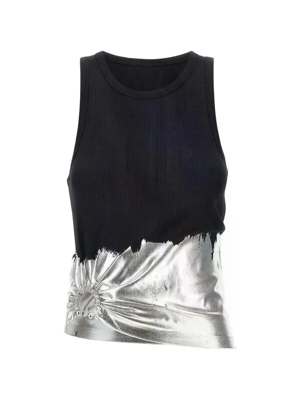 Rabanne Foil-finish Asymmetric Tank Top - Black