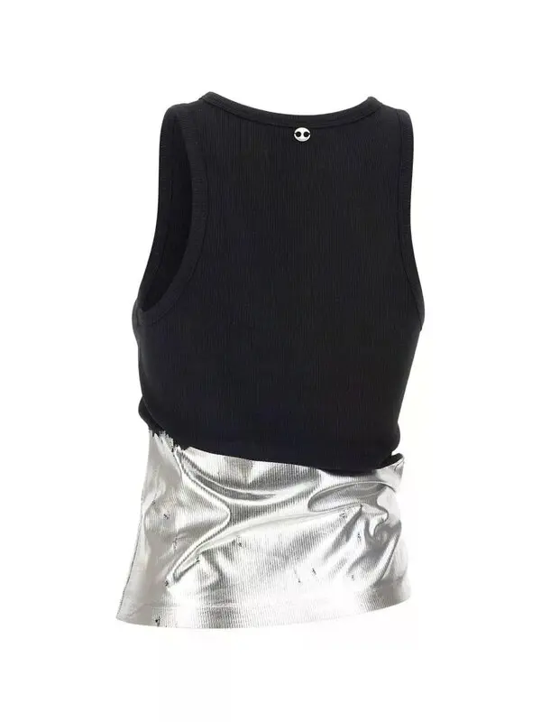 Rabanne Foil-finish Asymmetric Tank Top - Black