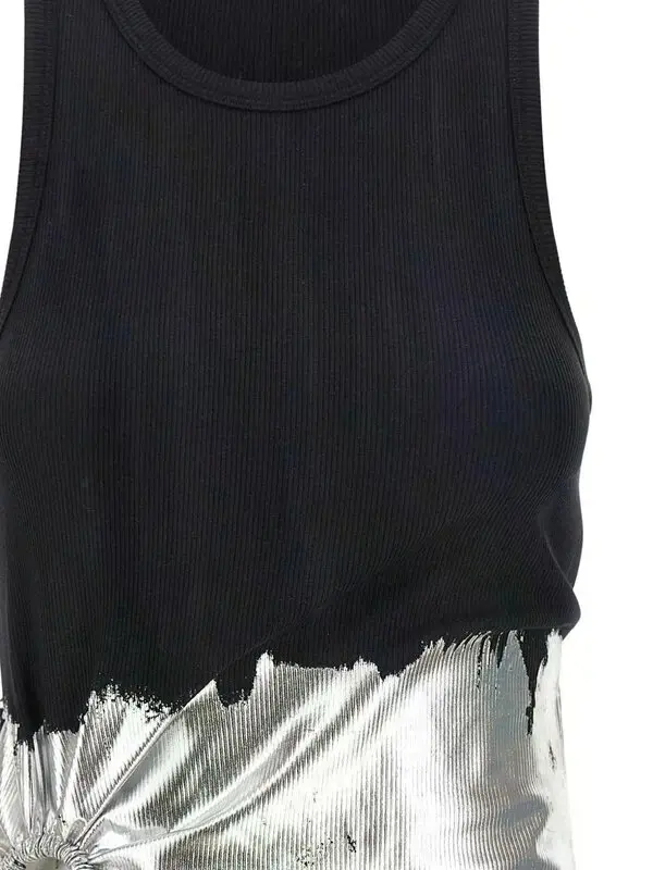 Rabanne Foil-finish Asymmetric Tank Top - Black