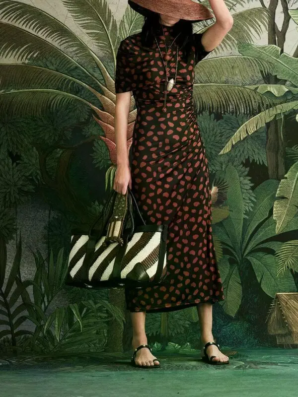Johanna Ortiz Serene Safari Printed Midi Dress - Black