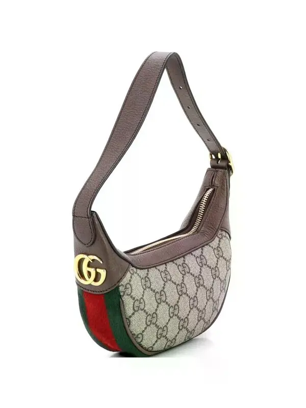 Gucci Ophidia Half Moon Bag Gg Coated Canvas Mini Hobo Bag - Brown