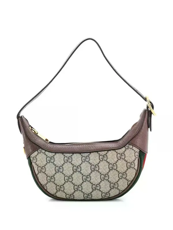 Gucci Ophidia Half Moon Bag Gg Coated Canvas Mini Hobo Bag - Brown