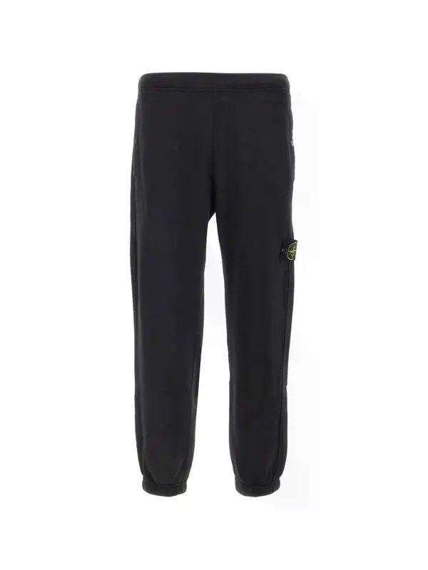Stone Island Badge Cotton Track Pants - Black