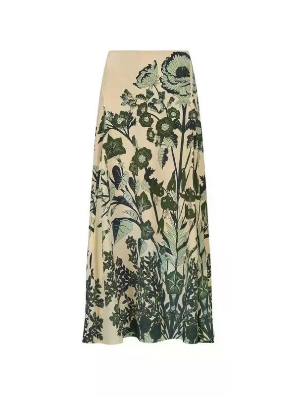 Johanna Ortiz Poems Of The Sea Floral-print Midi Skirt - Neutrals