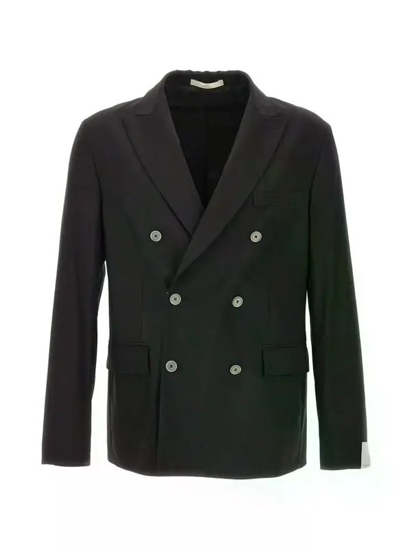 PAOLO PECORA Double-breasted Flap Pocket Blazer - Black
