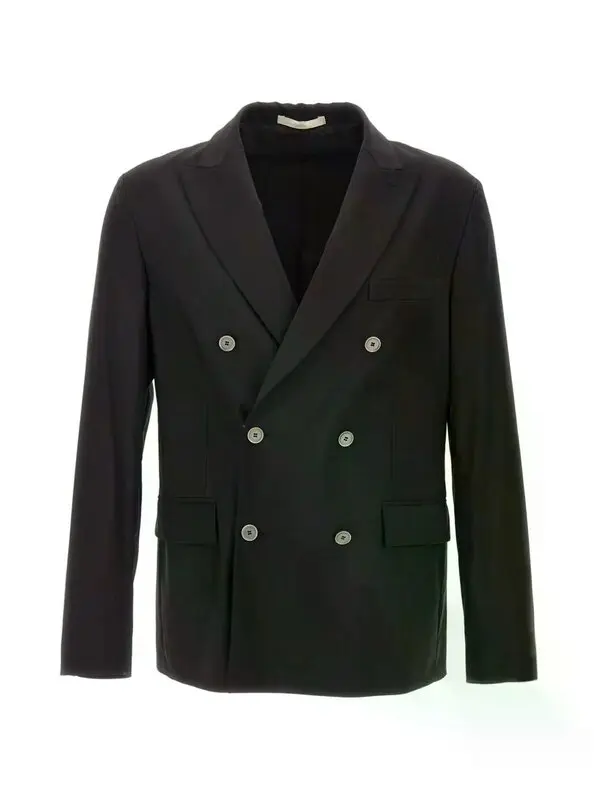 PAOLO PECORA Double-breasted Flap Pocket Blazer - Black
