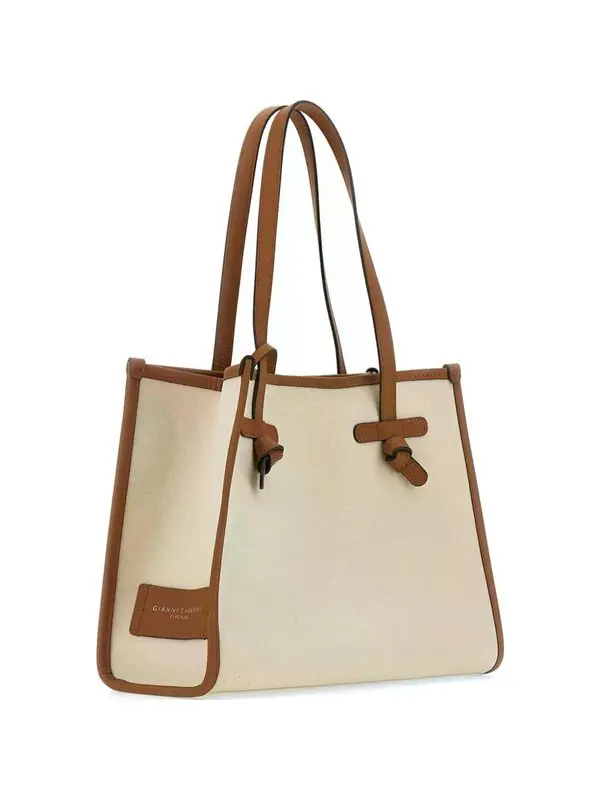 GIANNI CHIARINI Miss Marcella 32 Leather-trim Shoulder Bag - Neutrals