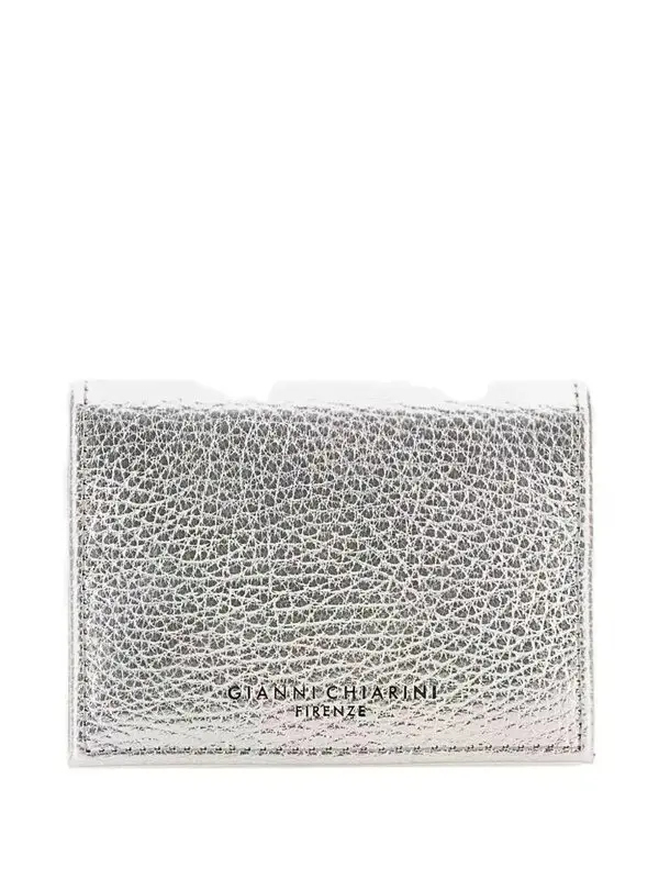 GIANNI CHIARINI Dollaro Pebbled-leather Card Holder - Silver