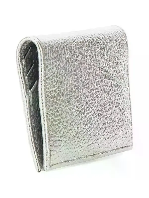 GIANNI CHIARINI Dollaro Pebbled-leather Card Holder - Silver