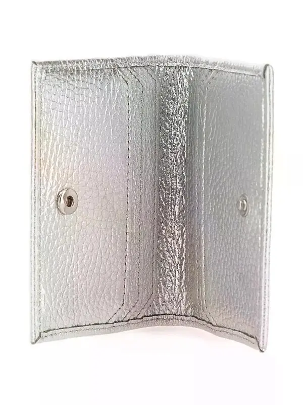 GIANNI CHIARINI Dollaro Pebbled-leather Card Holder - Silver