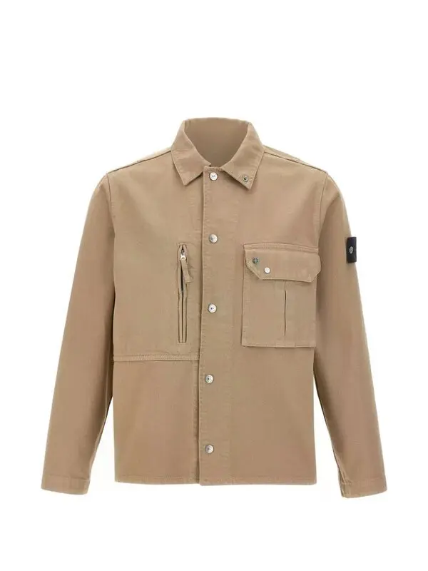 Stone Island Snap-button Cotton Overshirt - Neutrals