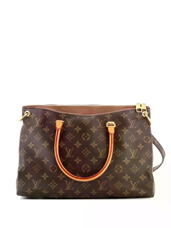 LOUIS VUITTON Pallas Tote Monogram Canvas With Leather Shoulder Bag - Brown