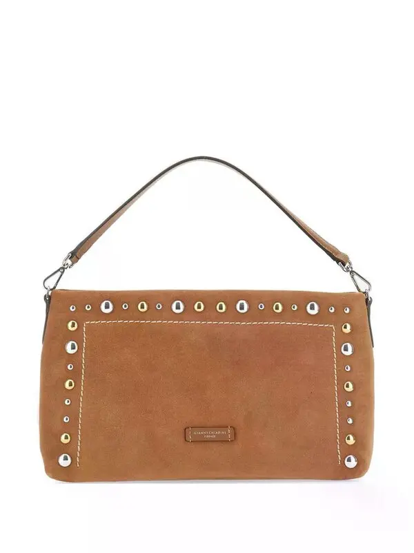 GIANNI CHIARINI Elisa Studded Stitching Shoulder Bag - Brown