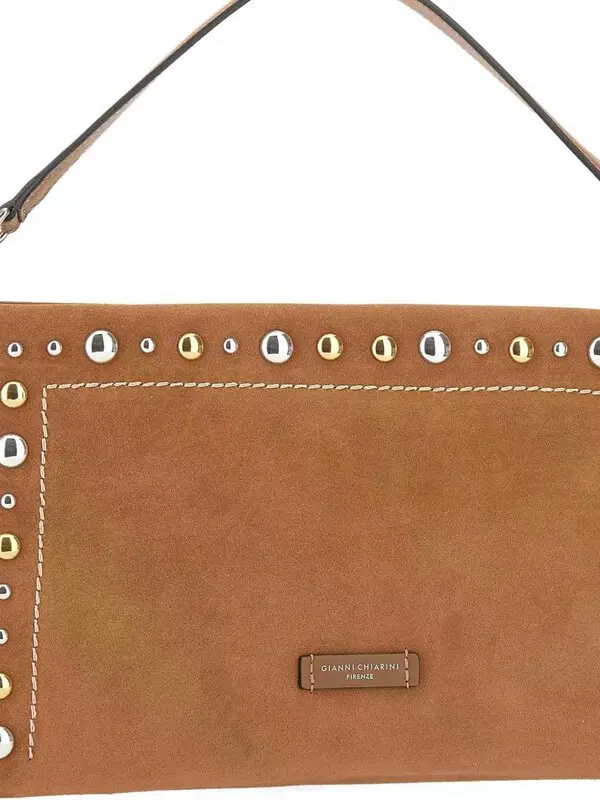 GIANNI CHIARINI Elisa Studded Stitching Shoulder Bag - Brown