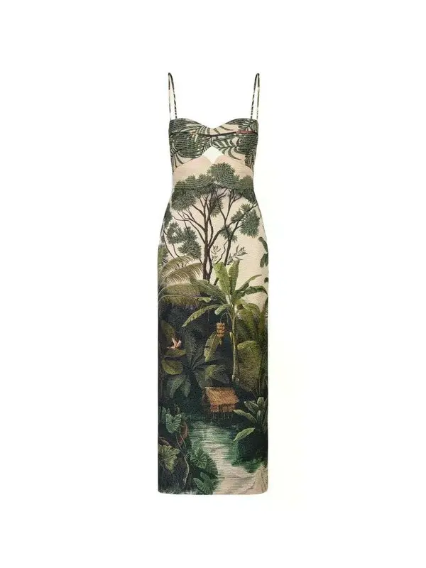 Johanna Ortiz Tropicana Floral-jacquard Midi Dress - Green