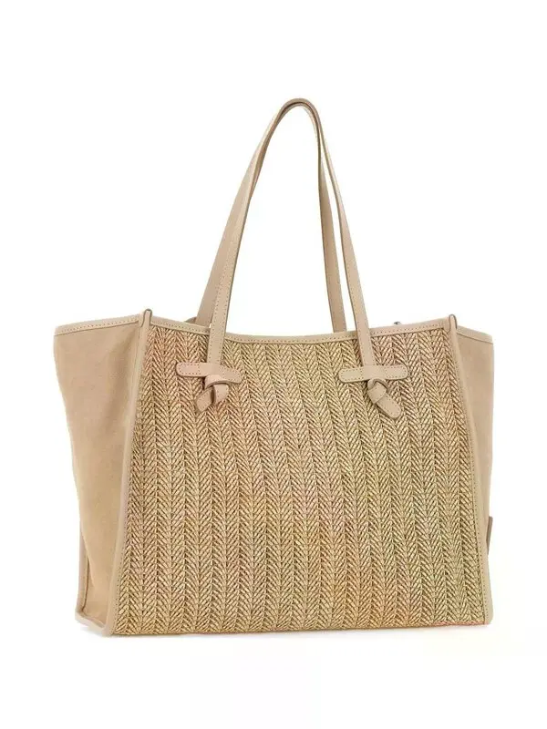 MARCELLA CLUB Raffia Suede Shoulder Bag - Neutrals