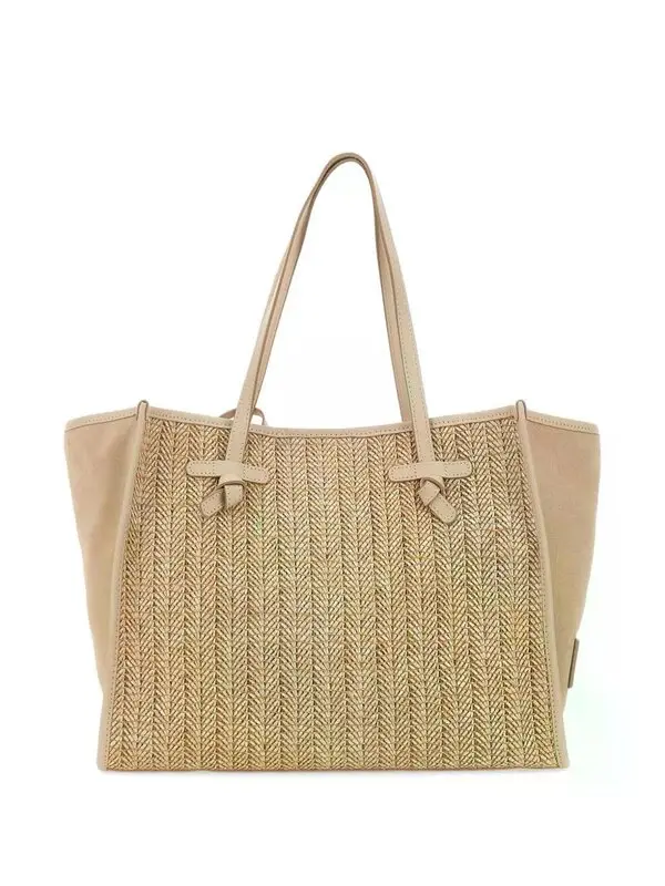 MARCELLA CLUB Raffia Suede Shoulder Bag