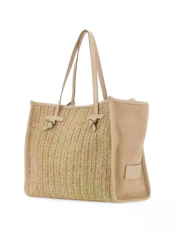 MARCELLA CLUB Raffia Suede Shoulder Bag