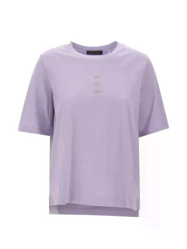 ELENA MIRO` Dragonfly-appliqué Cotton T-shirt - Purple
