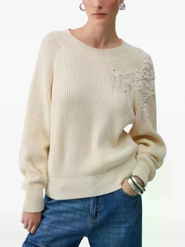 Liu Jo Raffia Embroidery Sweater - Neutrals