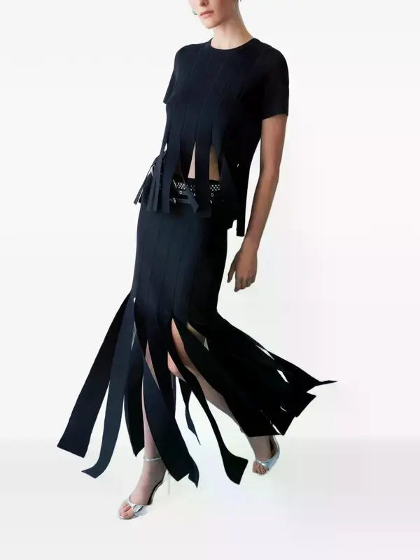 Liu Jo Fringing High-waisted Skirt - Black