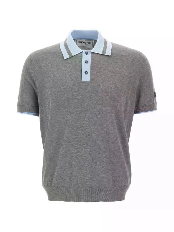 Iceberg Contrasting Trims Logo Polo Shirt - Grey