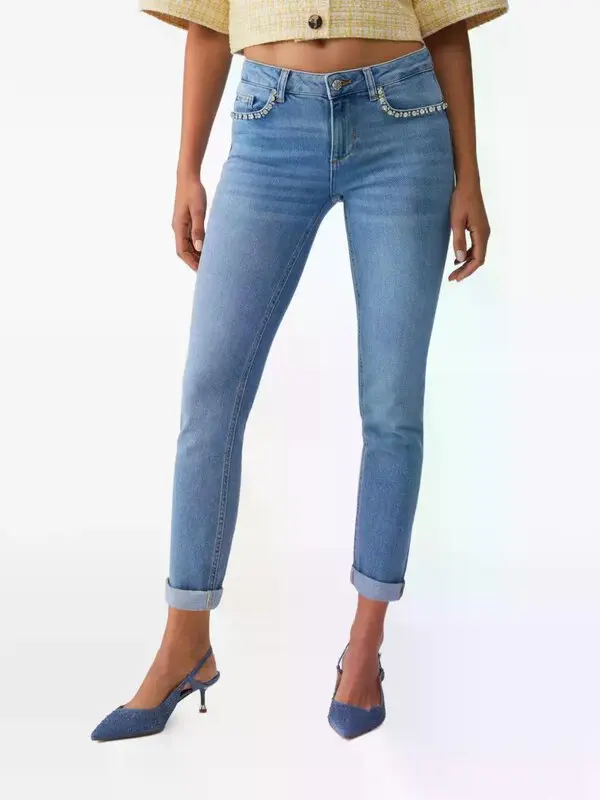 Liu Jo Bejewelled Skinny Jeans - Blue