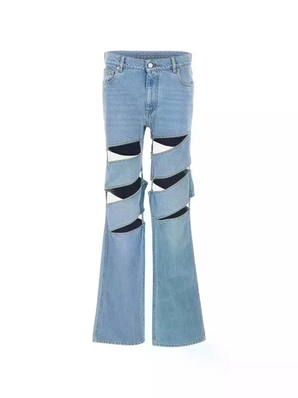 Coperni Spiral Cut-outs Straight Jeans - Blue