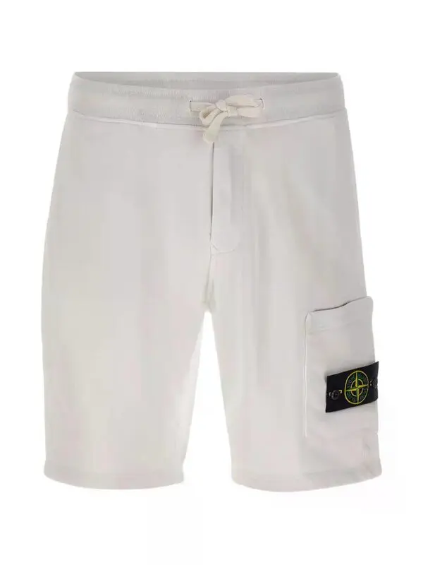 Stone Island Badge Pocket Organic Cotton Shorts - White