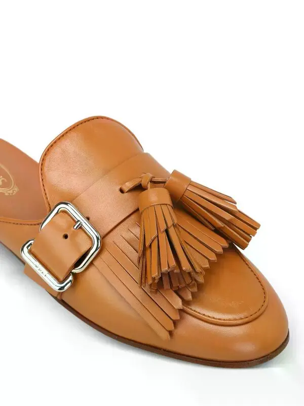 TOD'S Buckle Tassel Leather Mules