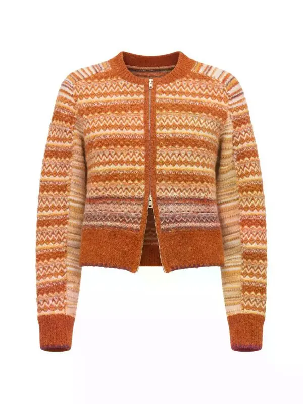 3.1 Phillip Lim Fair Isle Zip-up Cardigan - Orange