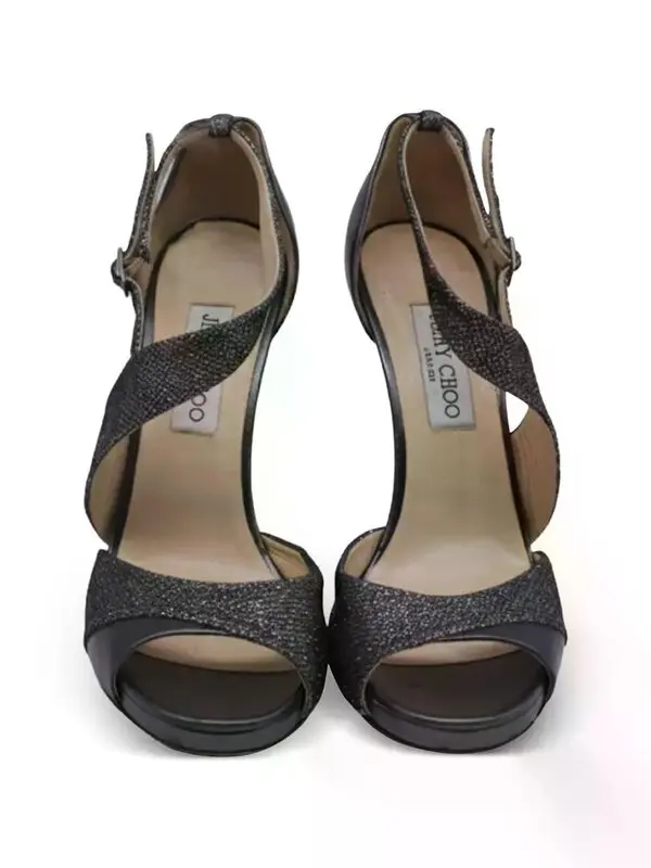 JIMMY CHOO Glitter-embellished Stiletto Sandals