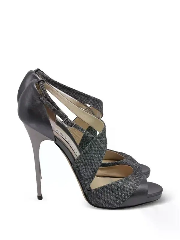 JIMMY CHOO Glitter-embellished Stiletto Sandals